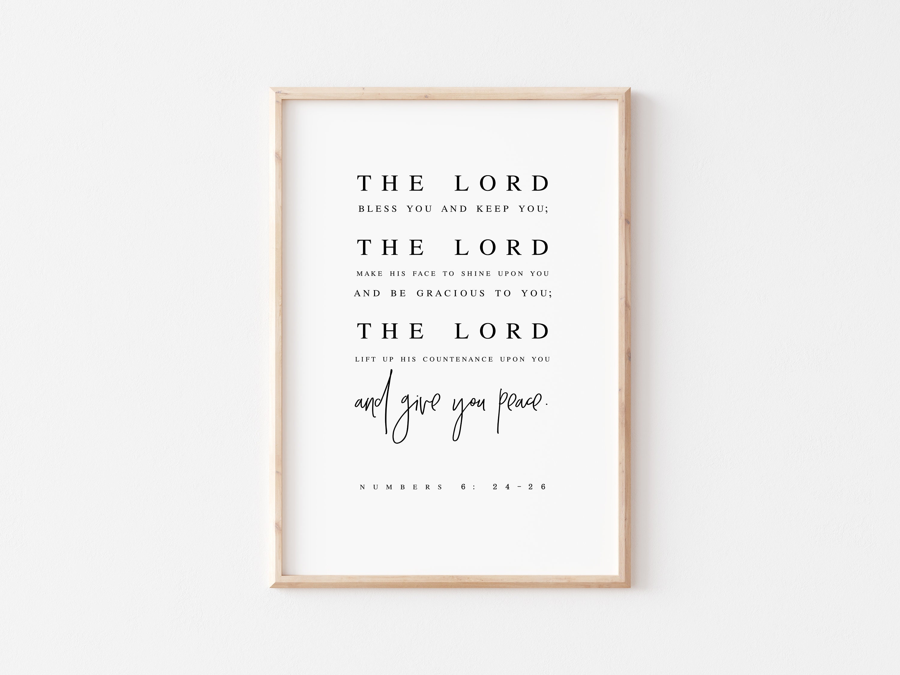 The Blessing - Numbers 6: 24-26 Bible Verse Art, Christian Minimalist ...