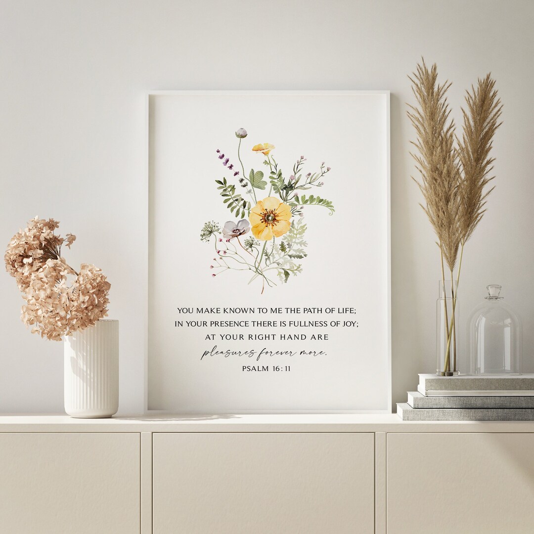Psalm 16:11 Bible Verse Poster, Christian Wall Art Decor, You Make ...