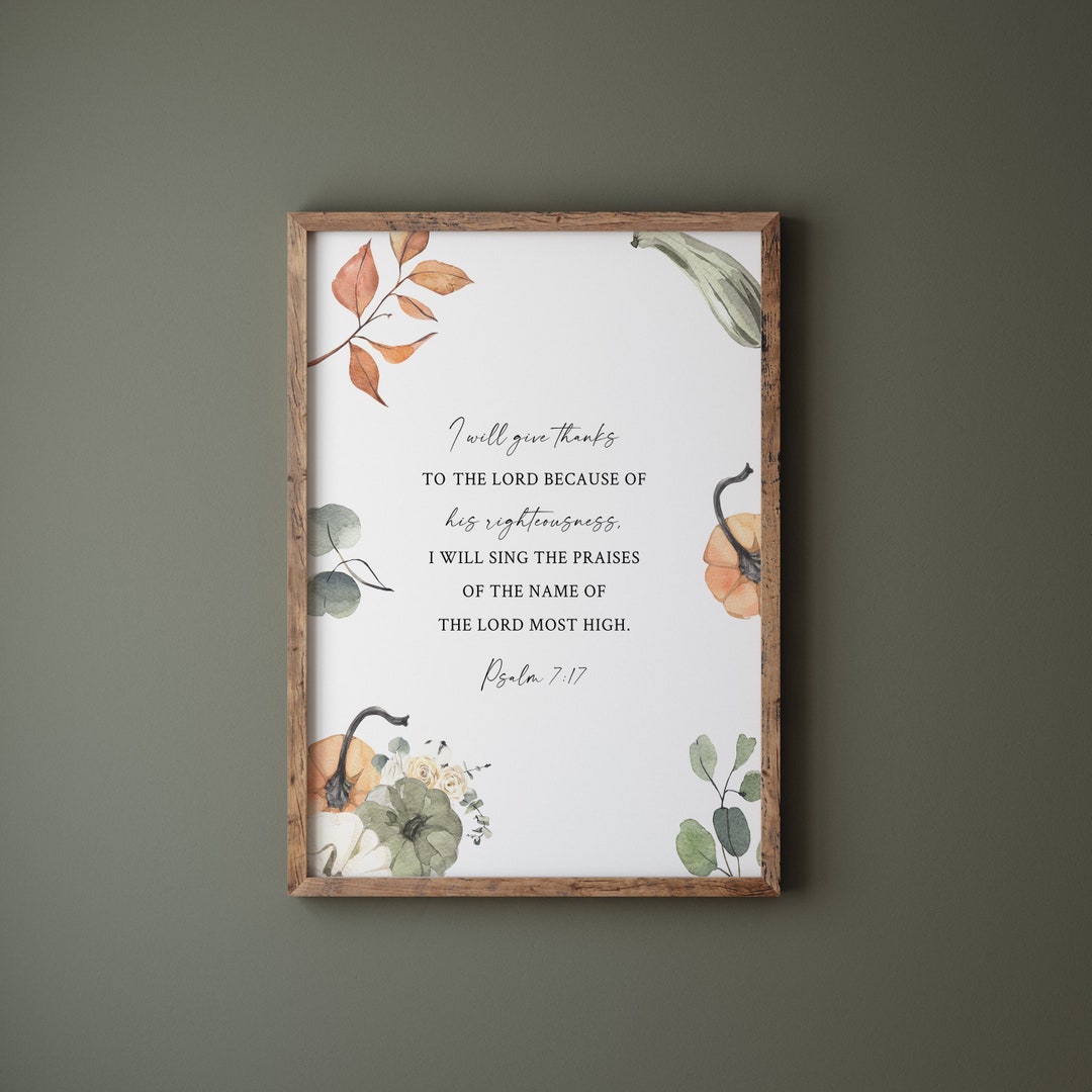 Scripture Wall Art, Thanksgiving Print, Christian Wall Art, Fall Decor ...