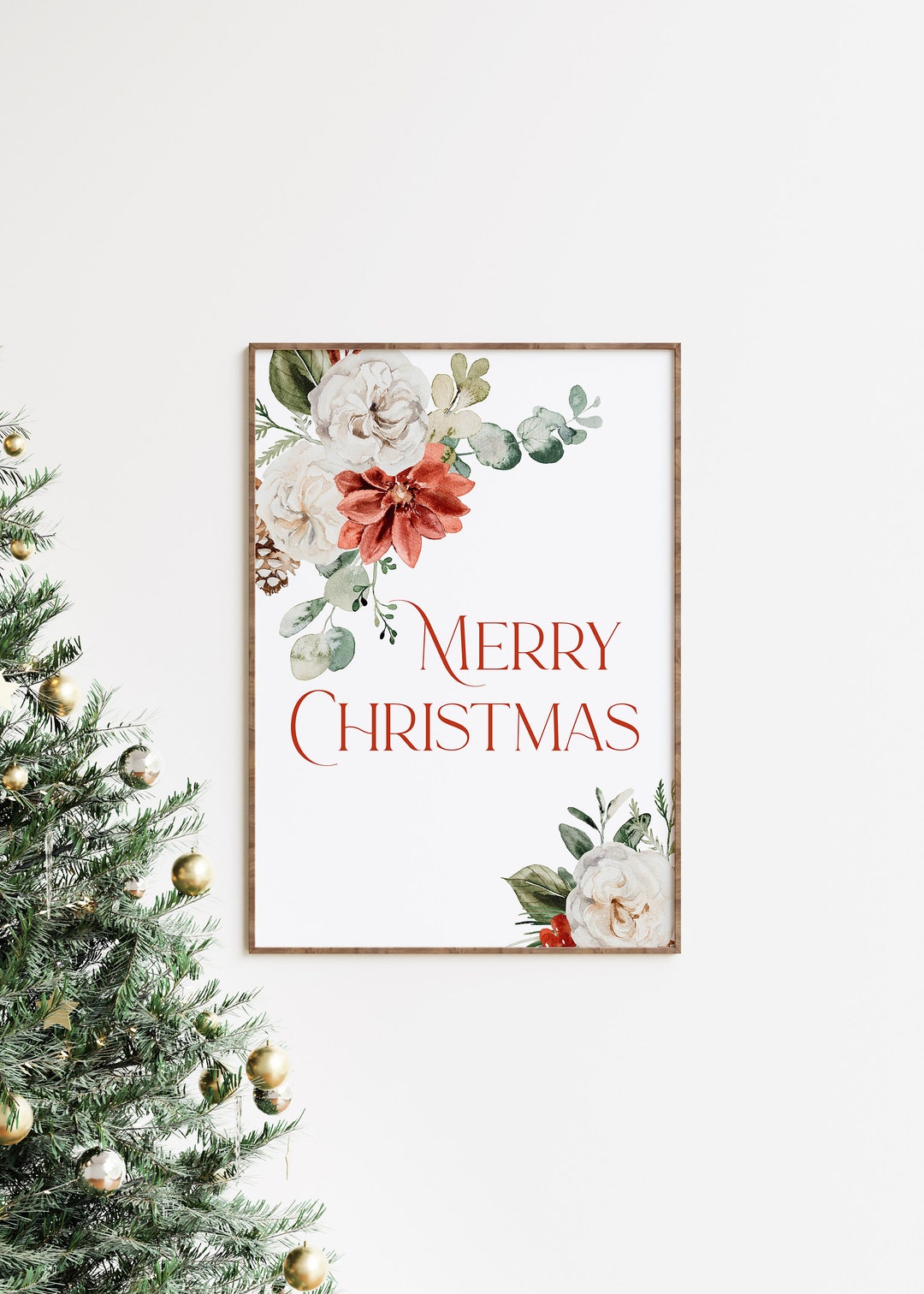 Merry Christmas Wall Art Sign, Farmhouse Rustic Holiday Decor ...