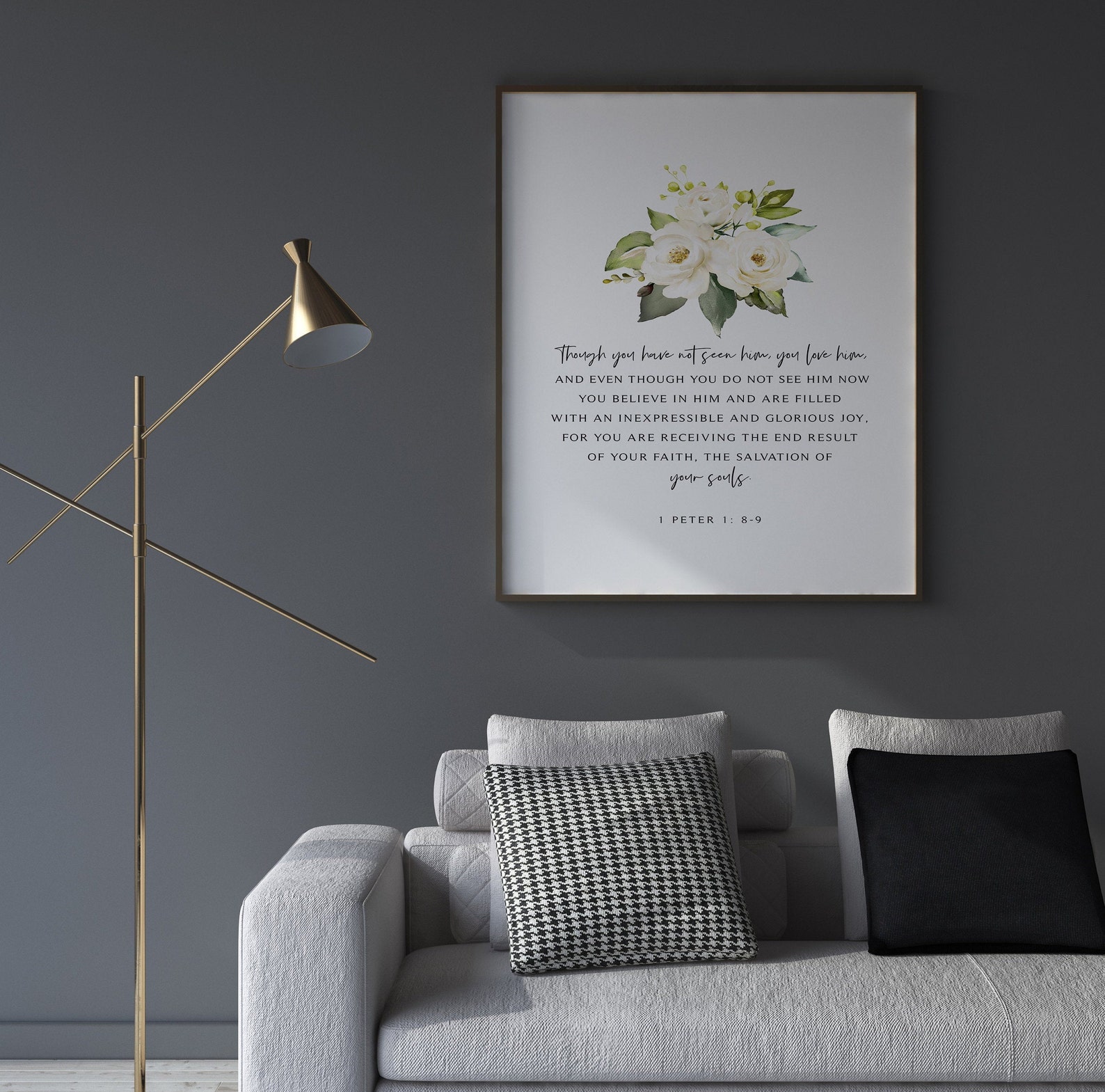 1 Peter 1:8-9 Bible Verse Printable Wall Art Though You Have - Etsy