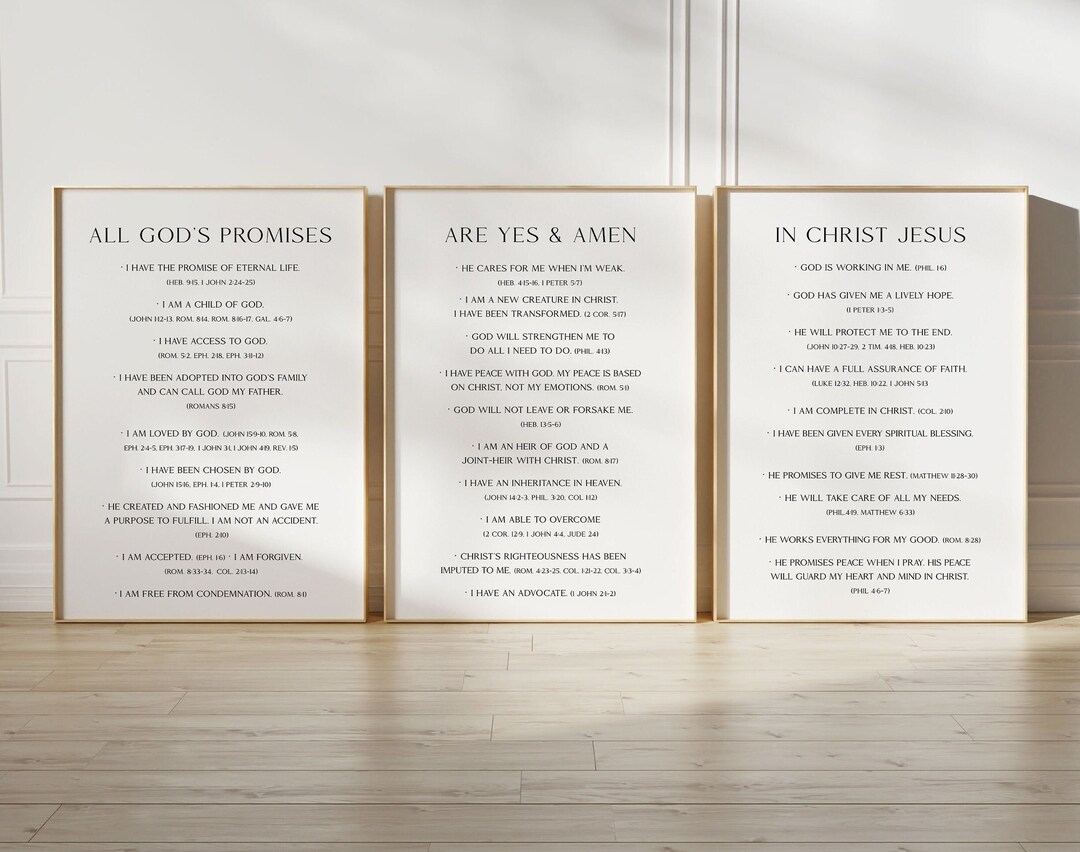 Promises of God Prints, Bible Verse Art Set of 3, Bible Promises Art ...
