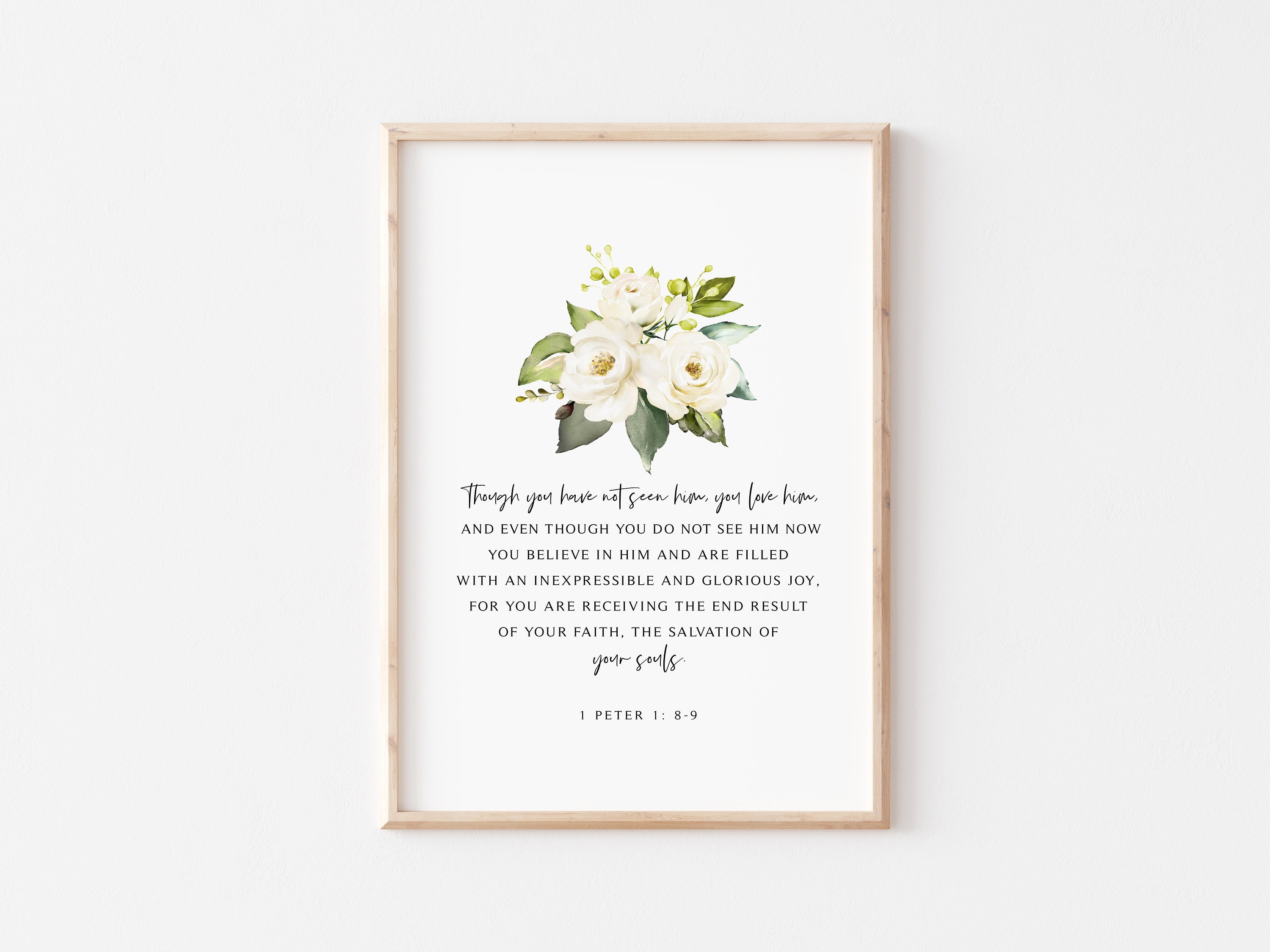 1 Peter 1:8-9 Bible Verse Printable Wall Art Though You Have - Etsy