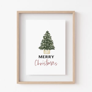 Merry Christmas Print, Christmas Tree Printable, Christmas Wall Art ...