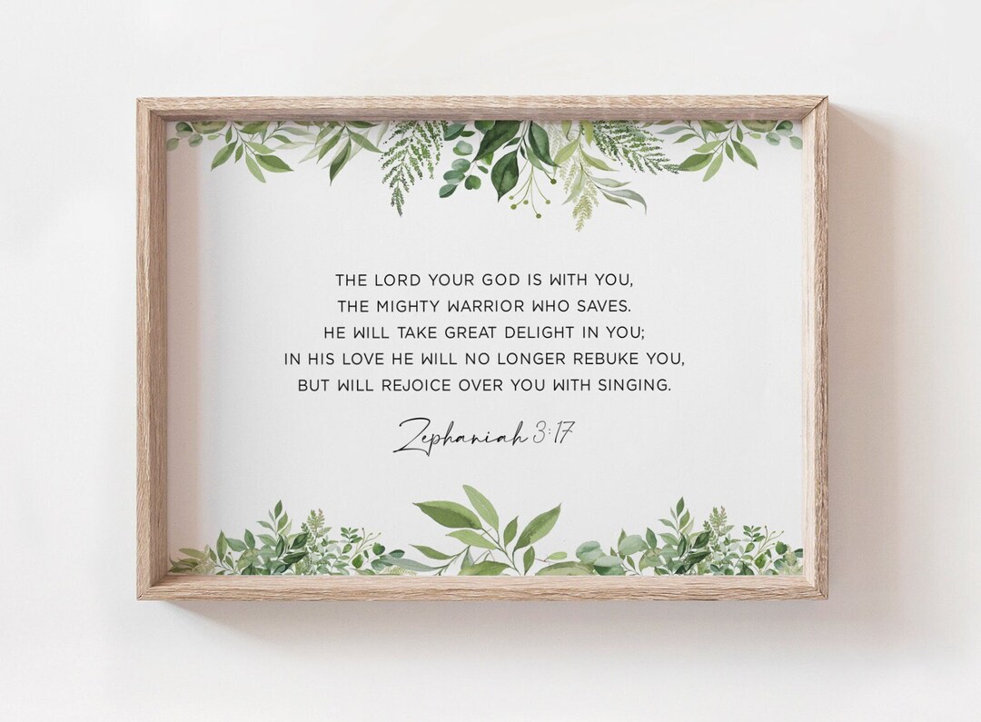 Scripture Wall Art Printable, Zephaniah 3:17 Bible Verse Print ...