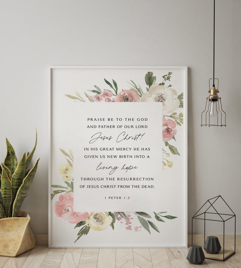 1 Peter 1:3 Bible Verse Art, New Birth Into A Living Hope, New Year ...