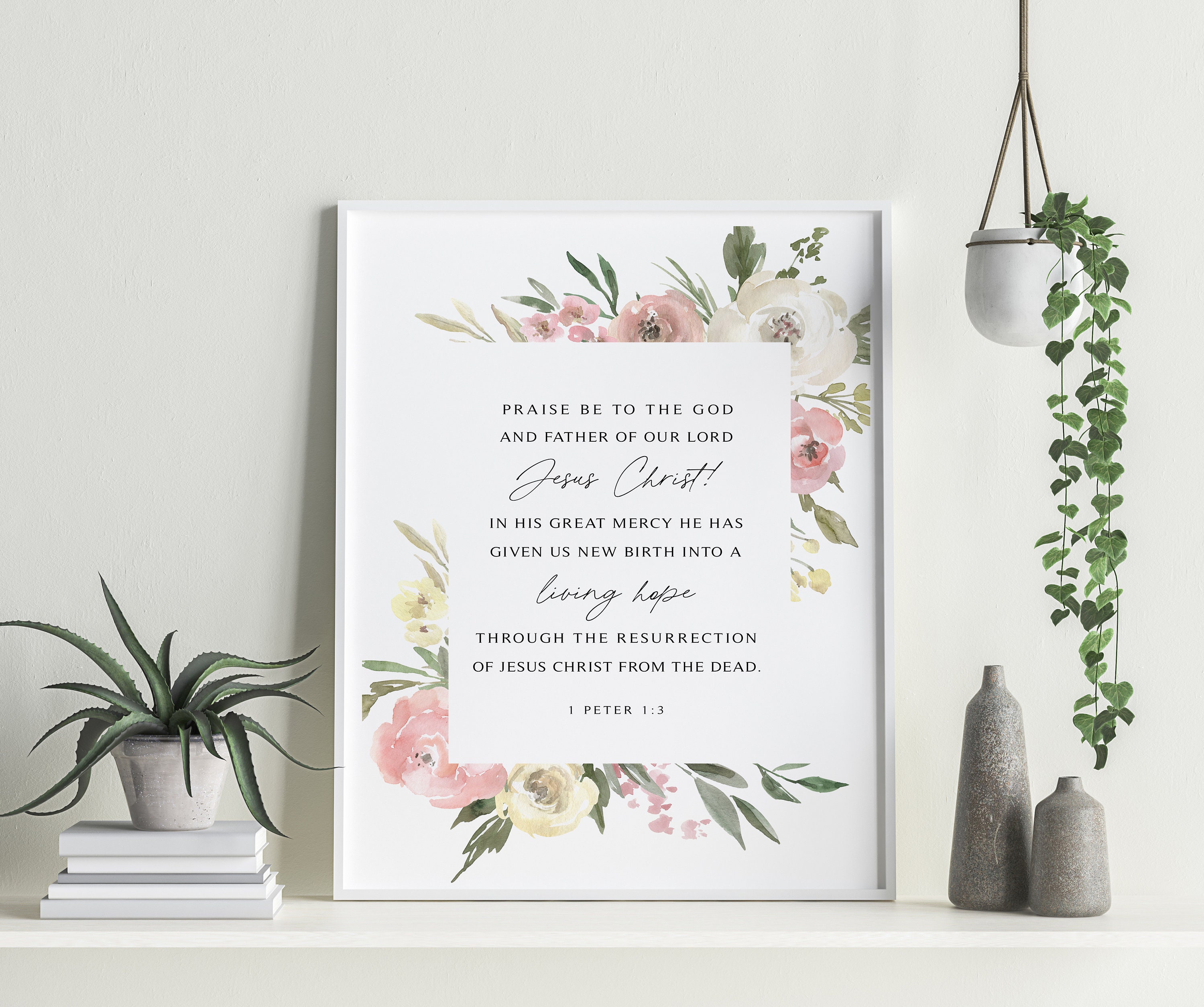 1 Peter 1:3 Bible Verse Art, New Birth Into A Living Hope, New Year ...