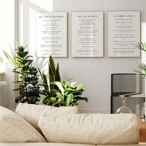 Promises of God Prints, Bible Verse Art Set of 3, Bible Promises Art ...