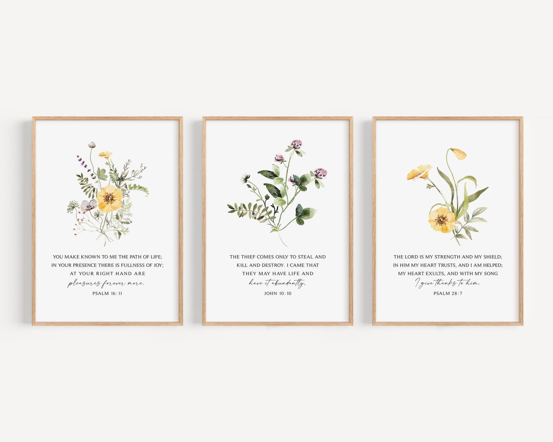 Bible Verse Art Prints Set of 3 Christian Poster Set - Etsy