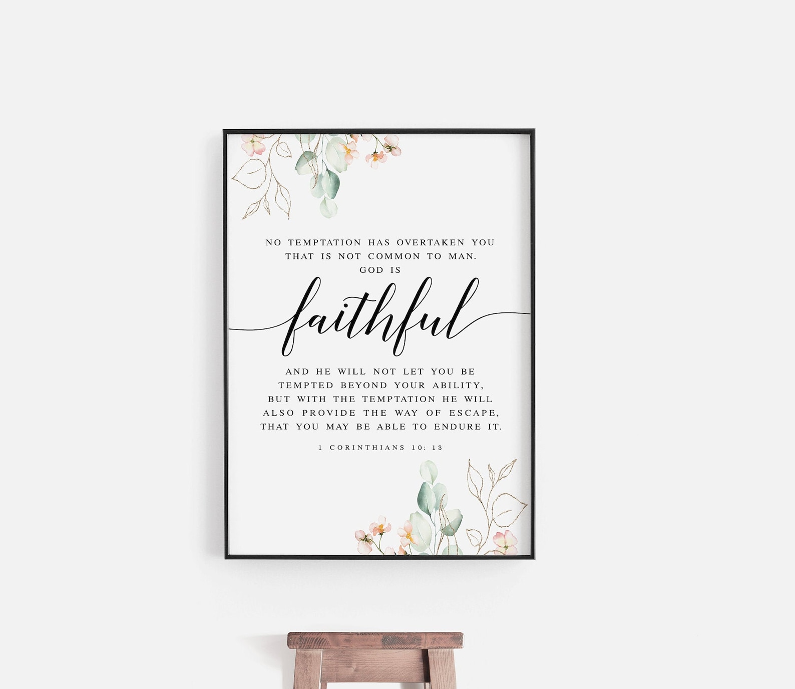 1 Corinthians 10: 13 Bible Verse Wall Art, No Temptation Has Overtaken ...