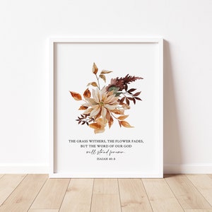 Christian Scripture Wall Art, the Grass Withers Isaiah 40:8 Bible Verse ...