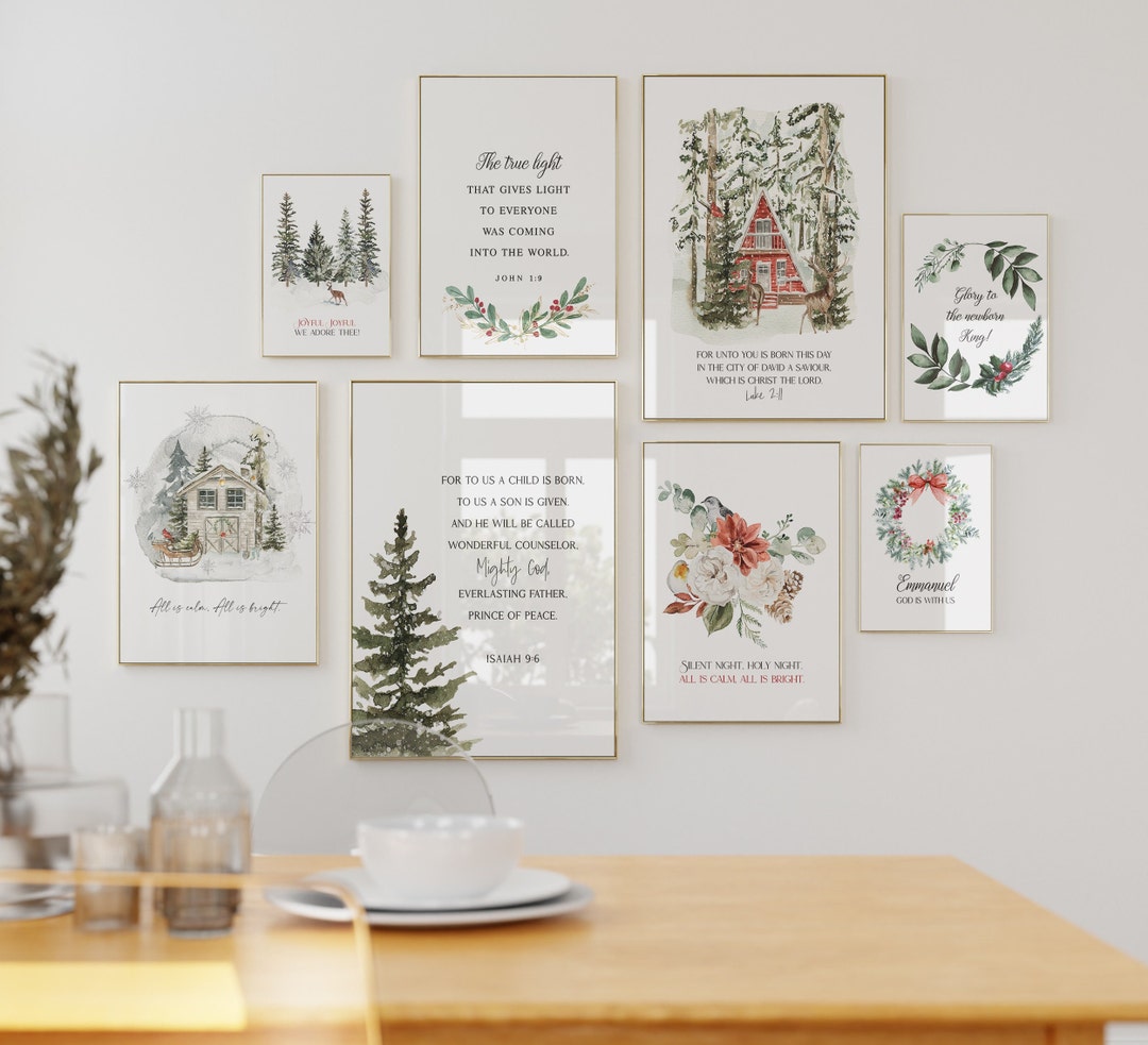 Christmas Scripture Wall Art Set of 10, Farmhouse Christmas Decor ...