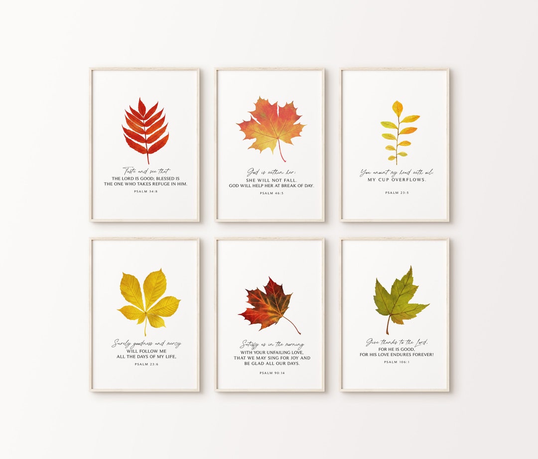 Psalms Set of 6 Scripture Wall Art, Christian Wall Decor, Fall Decor ...