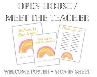 Back to School Open House Night Sign in Sheets Meet the Teacher ...