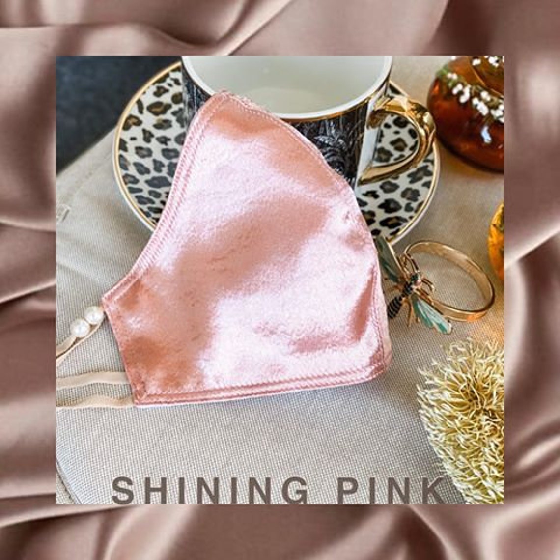 Shining Silky Satin Face Mask With Pearl Bead Made Fabulous Etsy