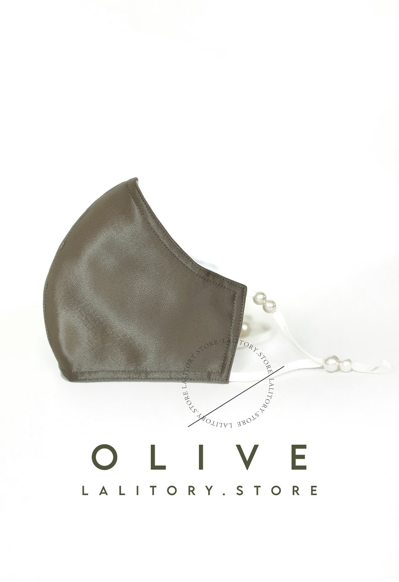 Premium Satin Face Mask With Pearl Bead Made Fabulous for Your | Etsy