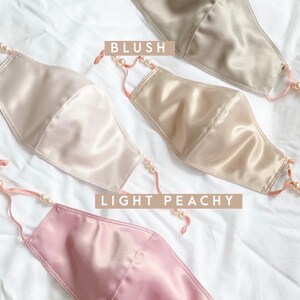 Premium Satin Face Mask With Pearl Bead Made Fabulous for Your - Etsy