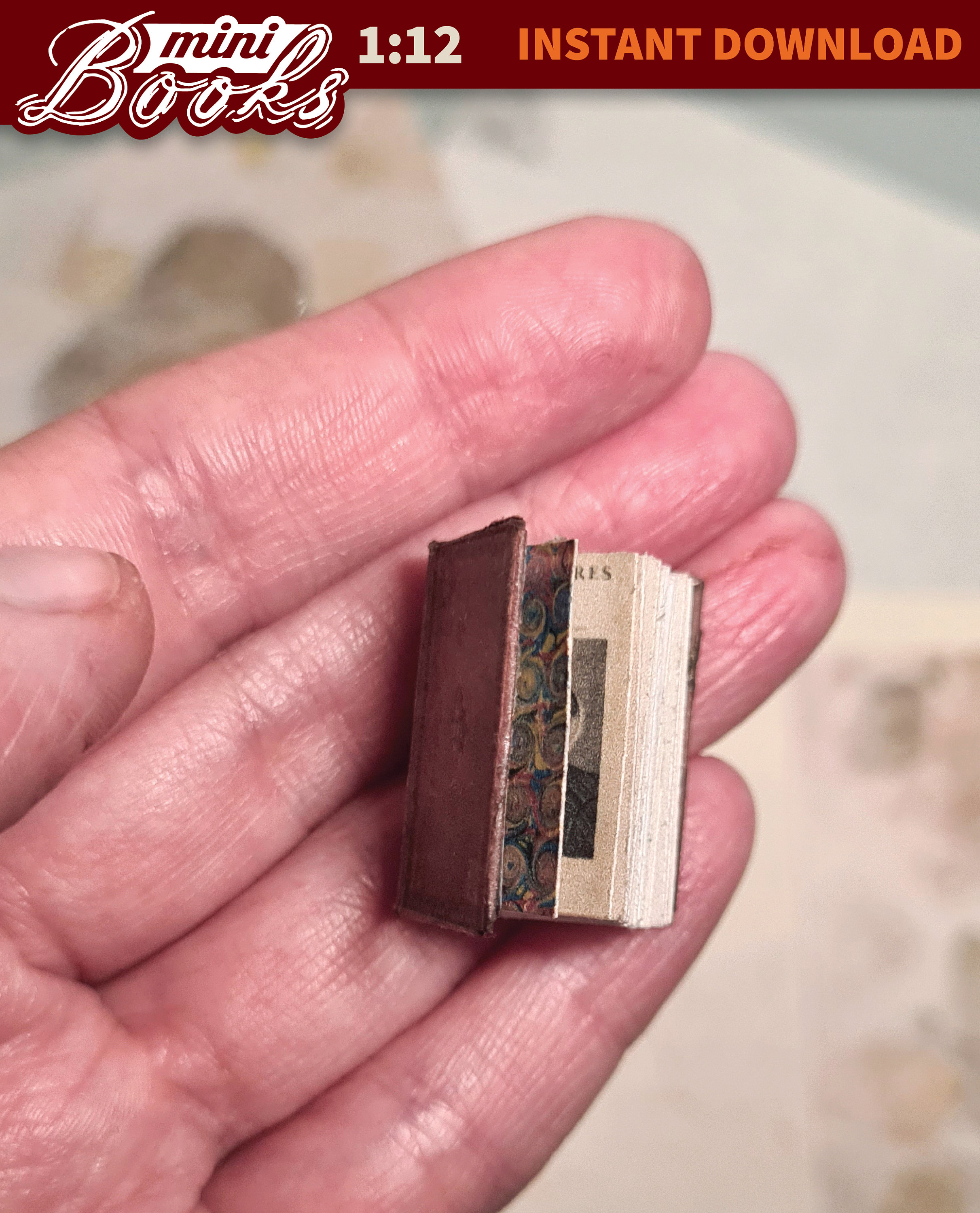 Dollhouse Miniature Book, DIY Printable Digital Vintage Folio of ...