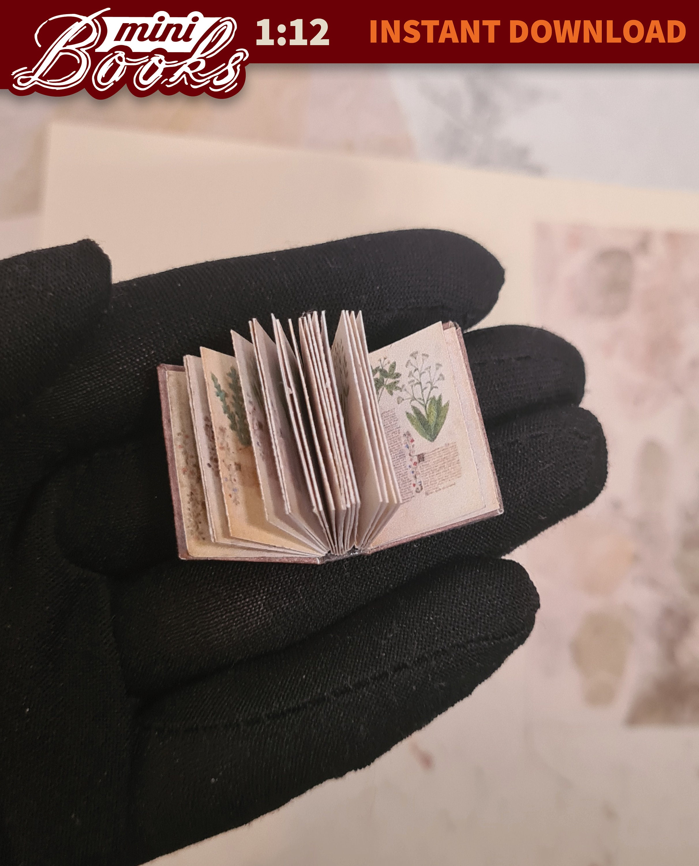 Dollhouse Miniature Book, DIY Printable Digital Vintage Medical Plants ...