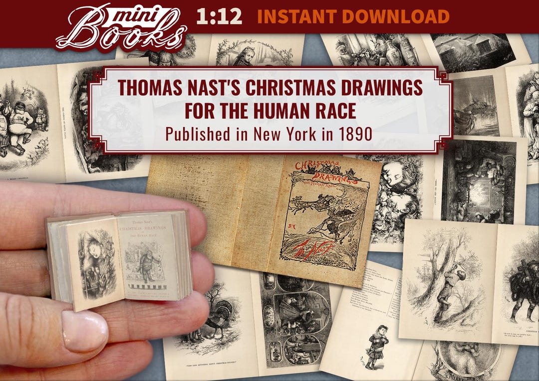 Dollhouse Miniature Thomas Nast’s Christmas Drawings, Vintage 1890 ...