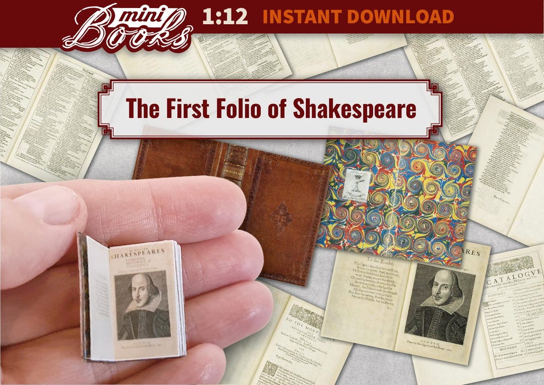 Dollhouse Miniature Book, DIY Printable Digital Vintage Folio of ...