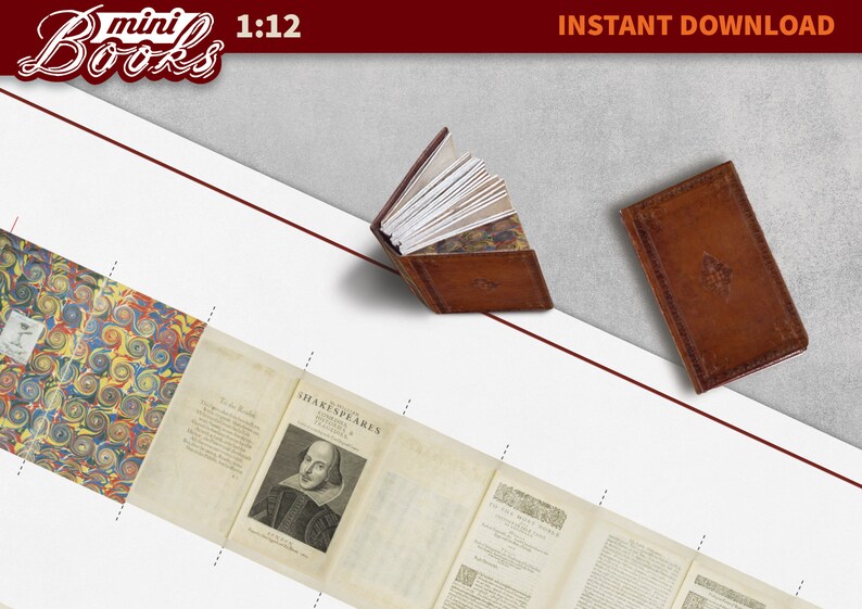 Dollhouse Miniature Book, DIY Printable Digital Vintage Folio of ...