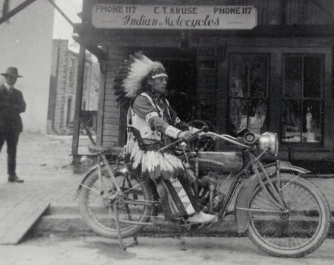 Indian Motorcycle Vintage Photo Native American Chief Gift for | Etsy