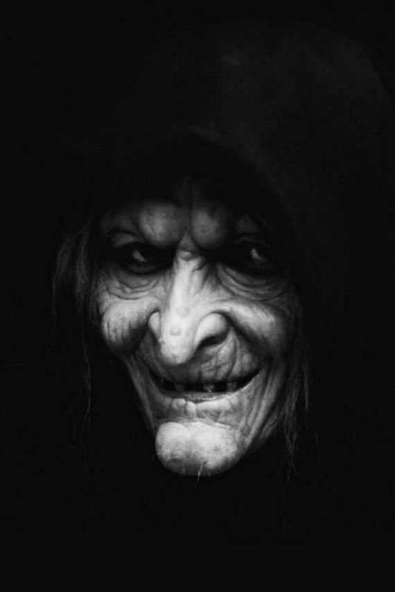 Old Hag Witch Witchcraft Halloween Psychic Wiccan Black White - Etsy