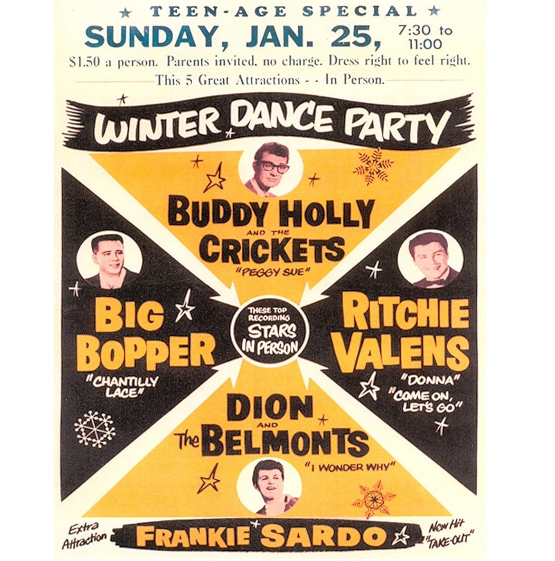 Buddy Holly Big Bopper Ritchie Valens Photo 1959 Winter Dance Party ...