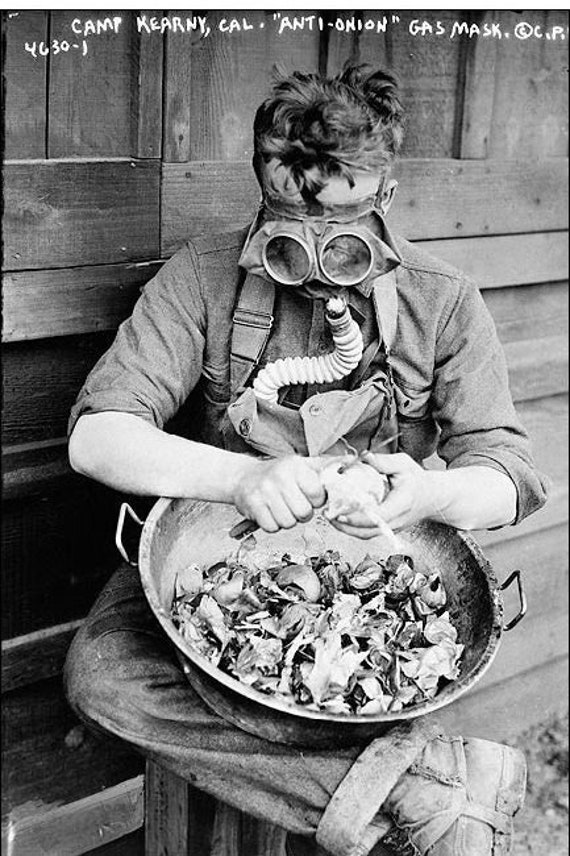 War Time Gas Mask Cooking Army Chef Wartime Cook Vintage Photo | Etsy