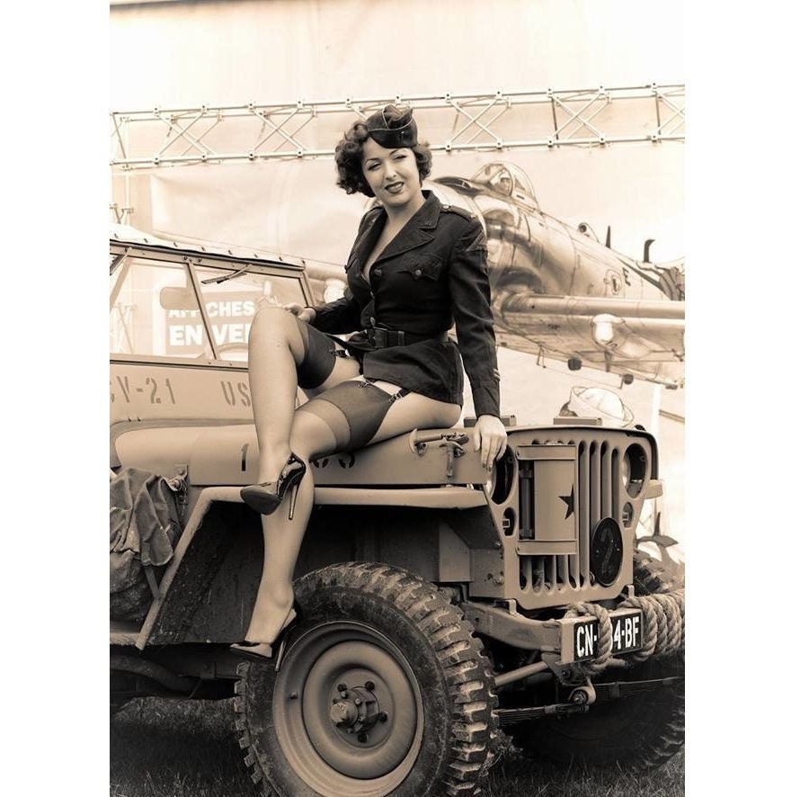 Sexy Military Uniform Ww2 Stocking Legs Busty Pinup Model Etsy