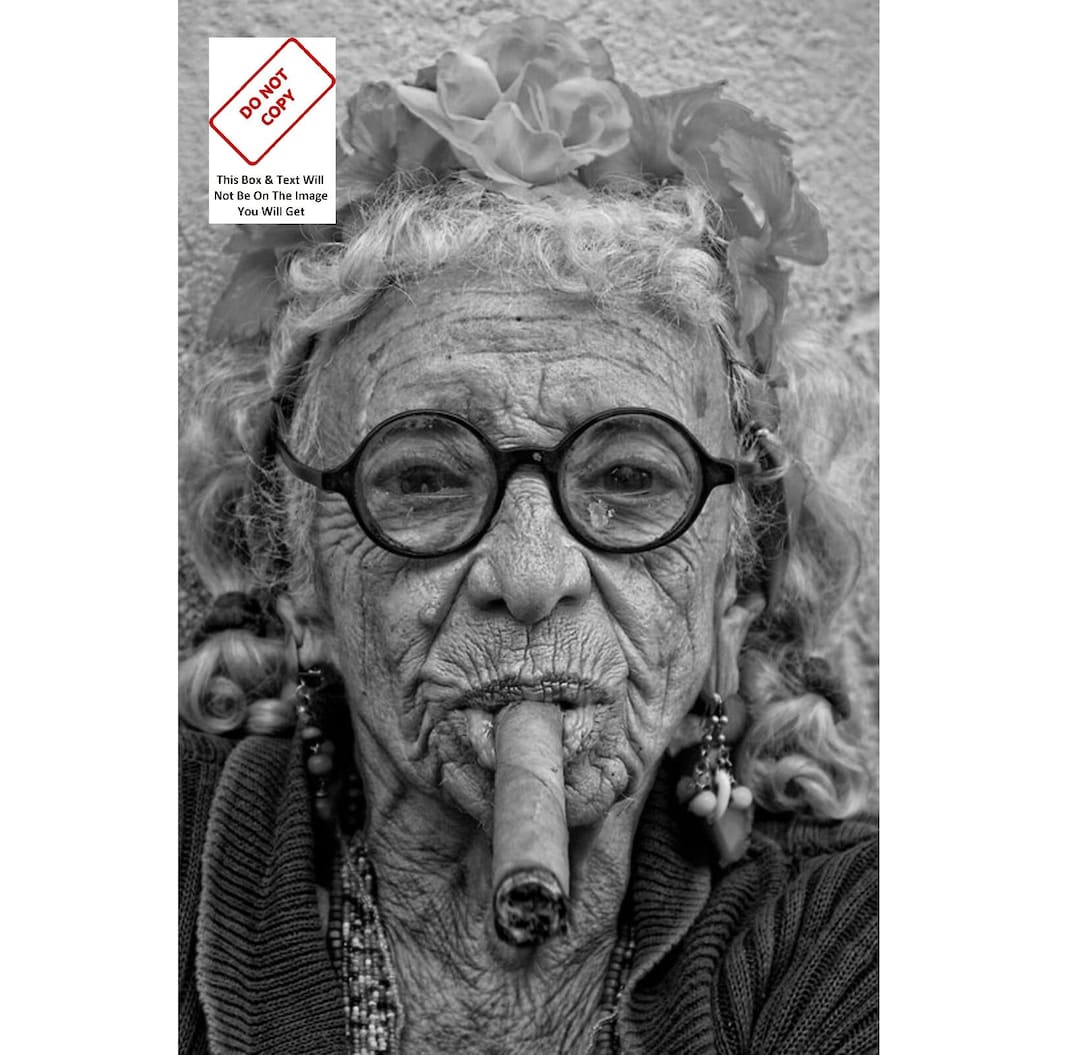 Old Lady Smoking Cigar Marijuana Spliff Photo Woman Smoking Reefer ...