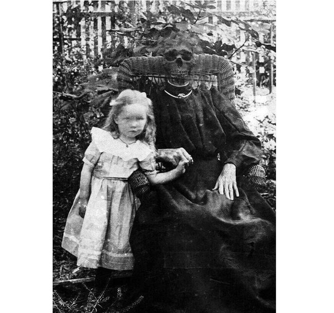 Spooky Creepy Young Girl With Ghost Caught on Camera Vintage Photo ...
