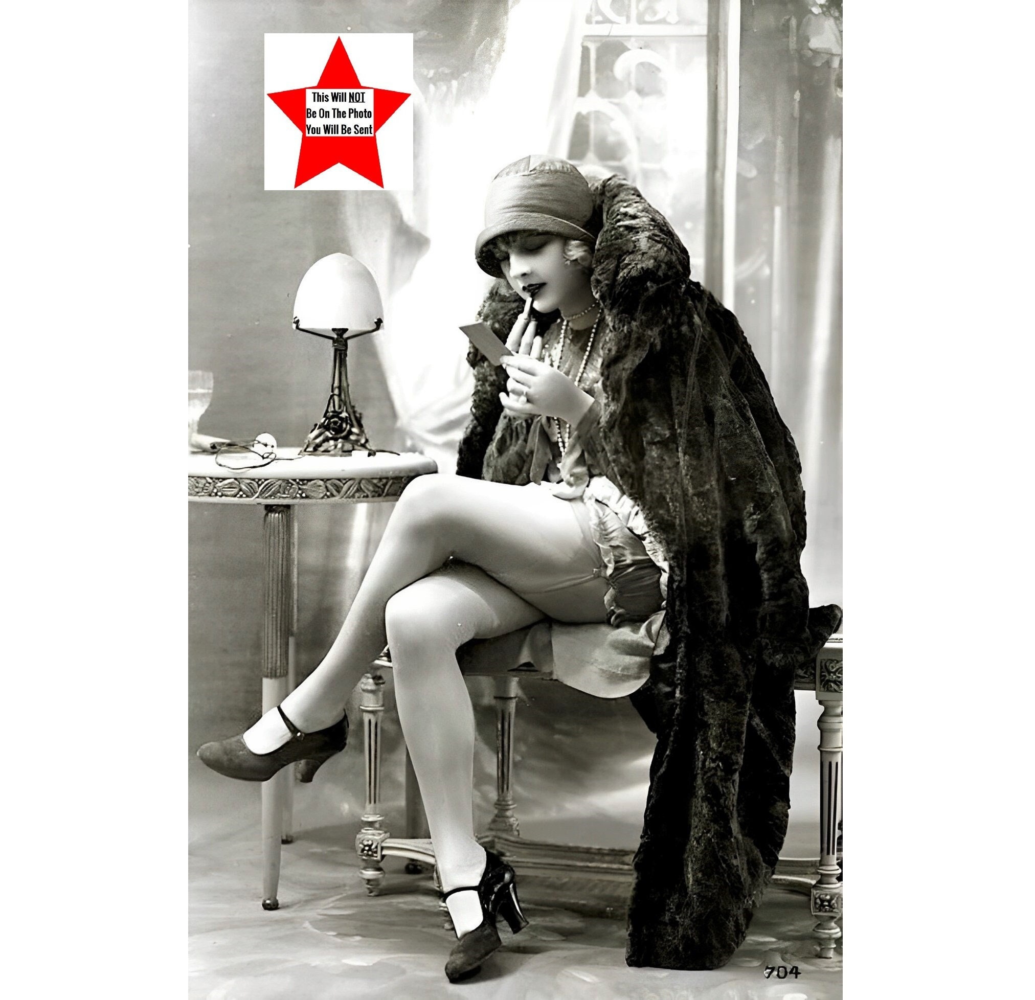 Sexy Flapper Girl Lipstick Pantyhose Stocking Legs Big Boobs Etsy