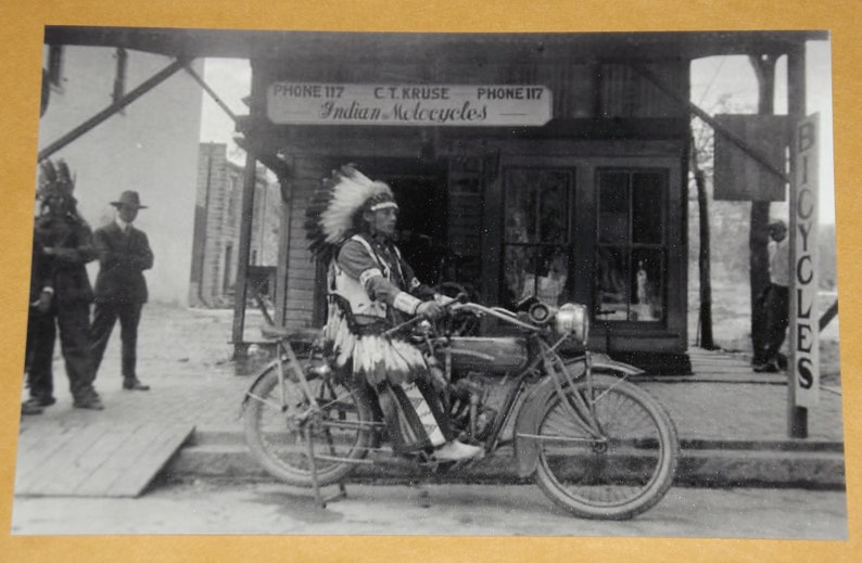 Indian Motorcycle Vintage Photo Native American Chief Gift for - Etsy