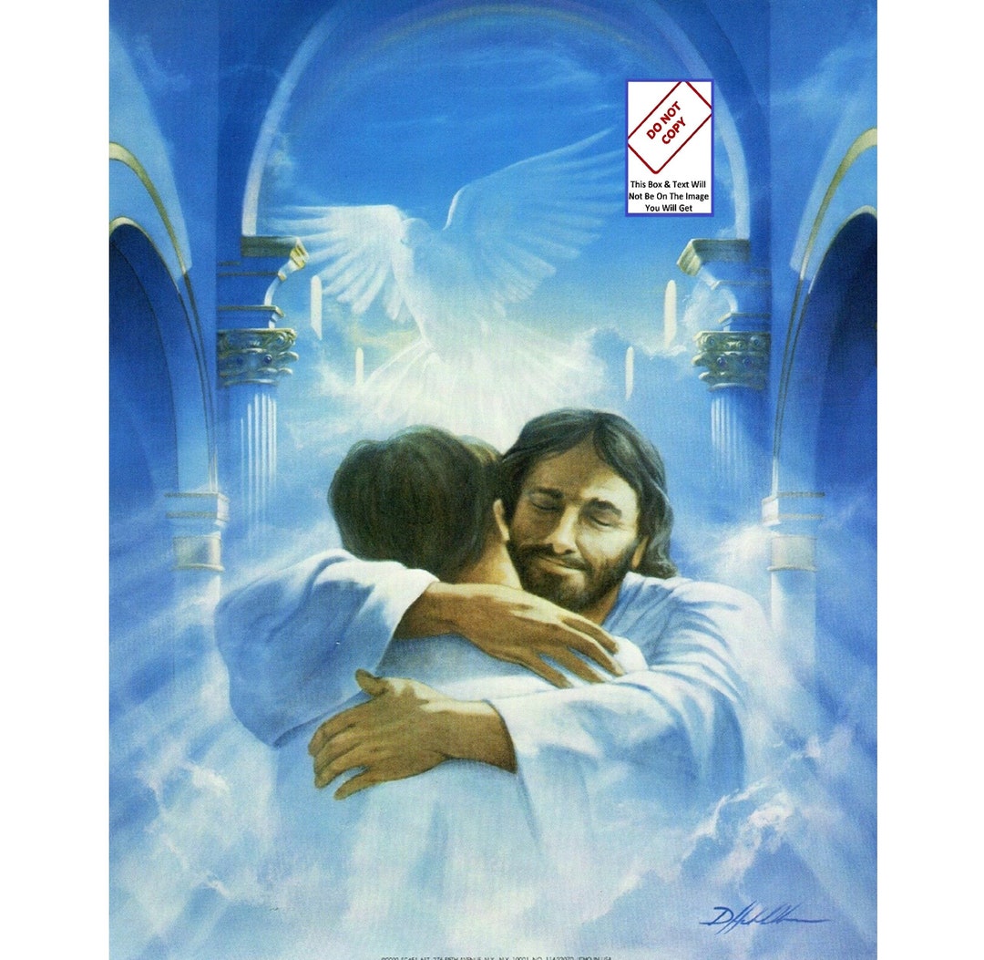 WELCOME HOME Loving Jesus Hugging Man 8 X 10 Print Art 5X7 8X10 Picture ...