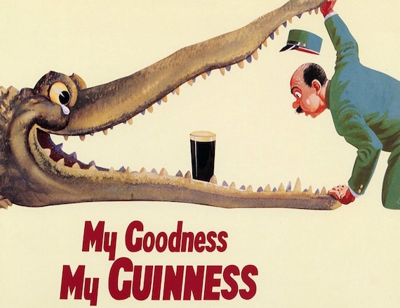 Guinness Poster Aligator Zoo Keeper My Goodness My Guinness | Etsy