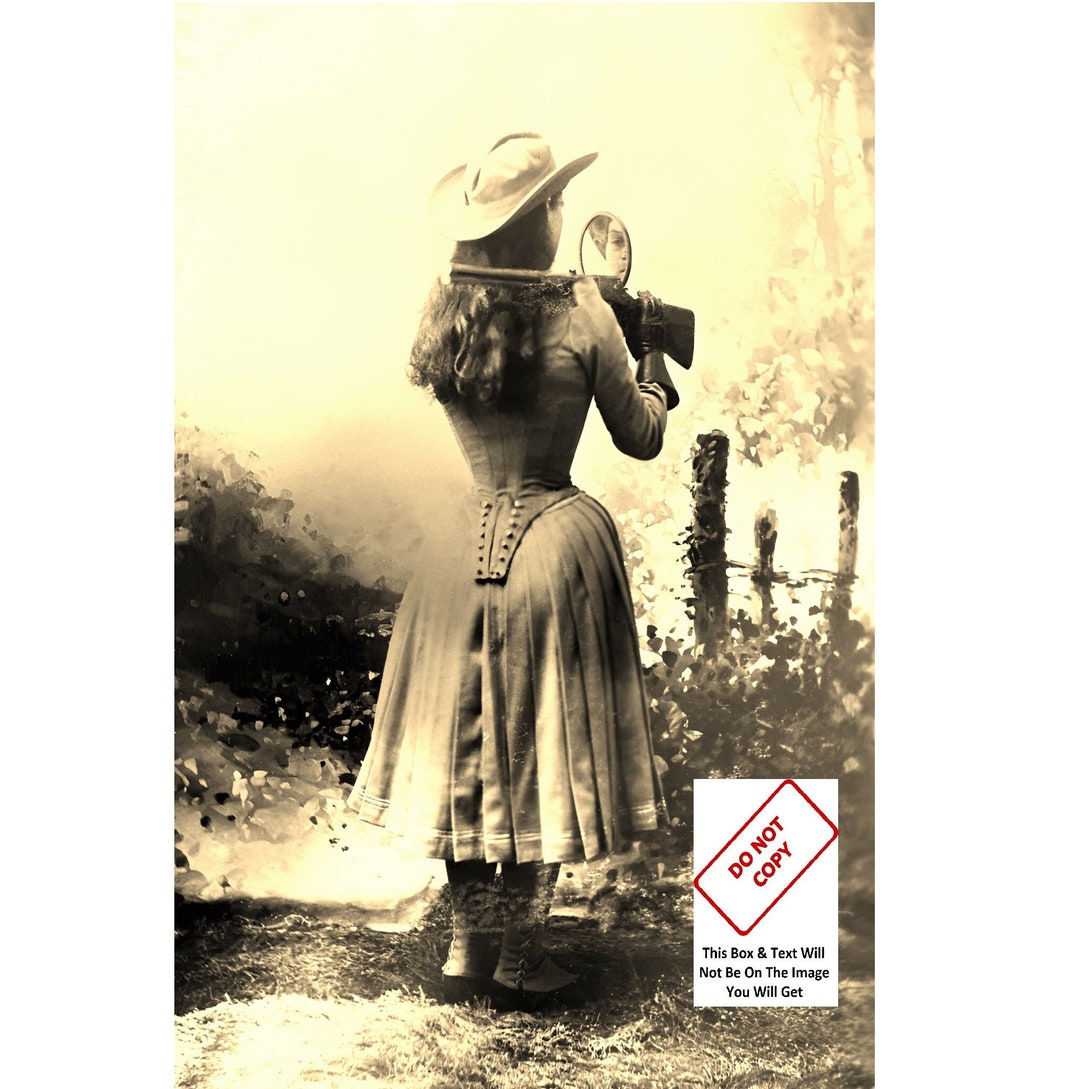 Woman Shooter Wild West Shooting Rifle Gun Girl Strange Western Vintage ...