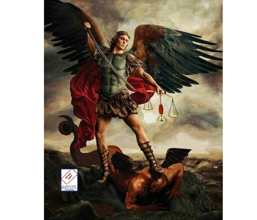 St Michael the Archangel Defeating Satan Picture Poster Print A508 - Etsy