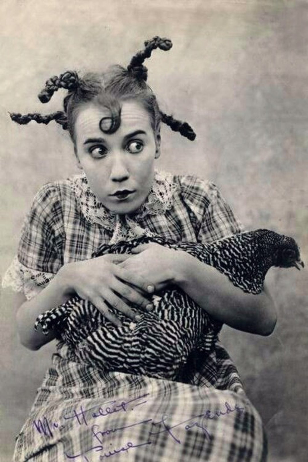 Weird Girl With Chicken Funny Vintage Photo Curiosity Freak Show ...