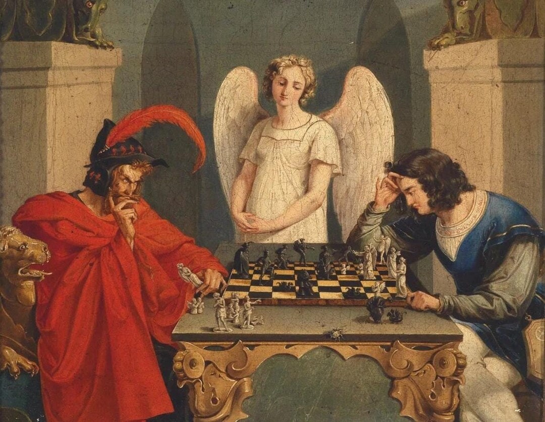 Faust and Mephistopheles Playing Chess Game Frederich August Moritz ...