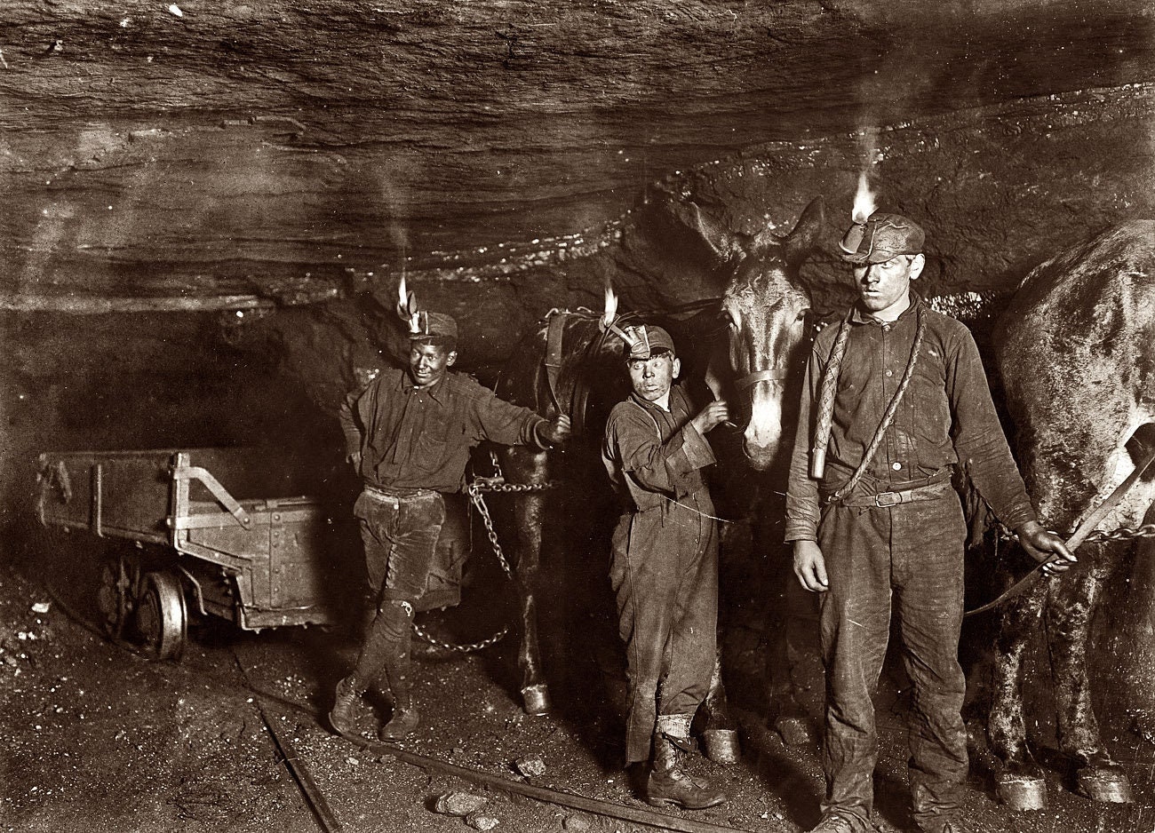 Young Boys Miners Down the Coal Mine Pit and Pony 1908 Vintage - Etsy