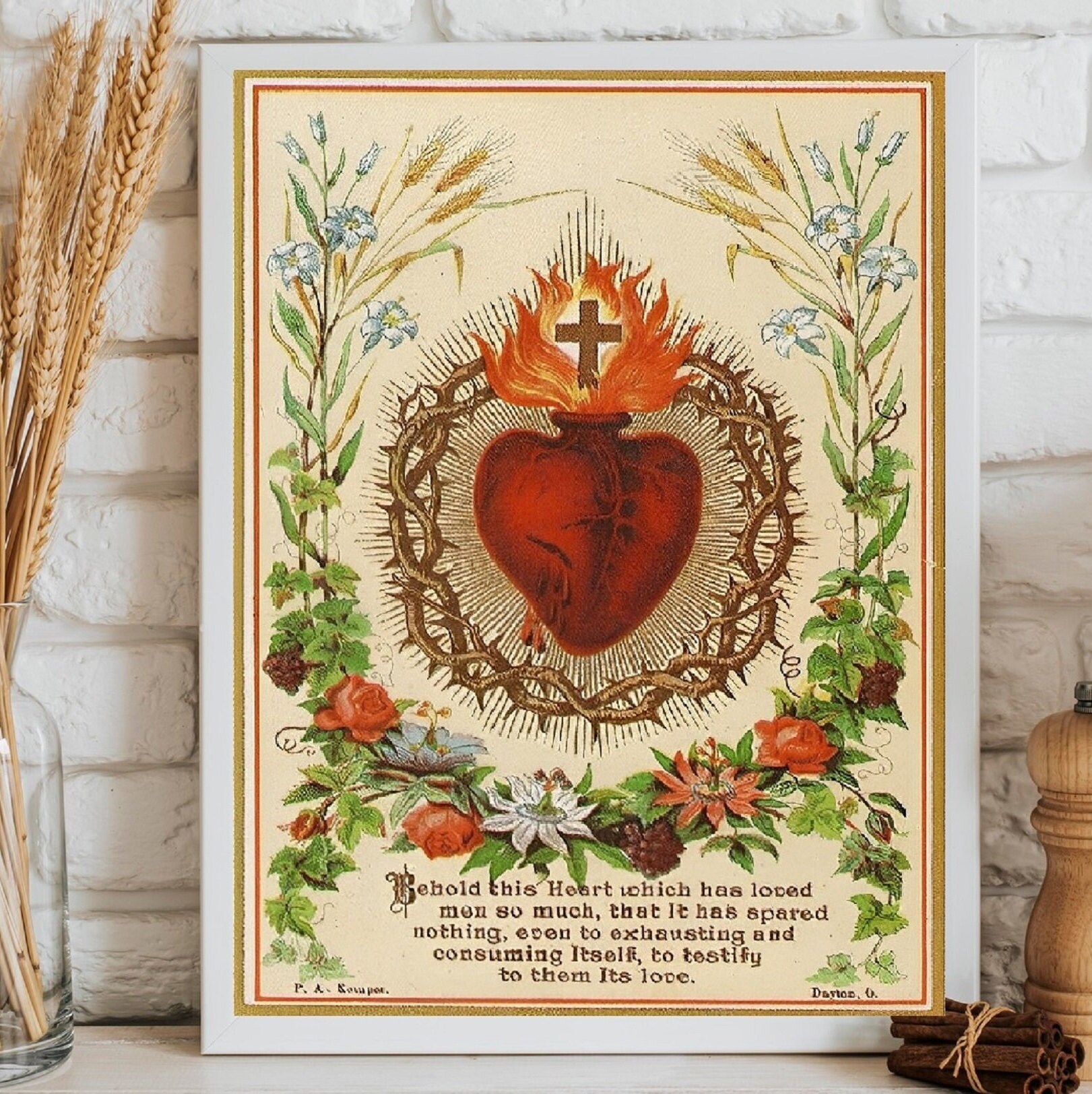 Sacred Heart of Jesus Based on a Vintage Holy Card Catholic - Etsy