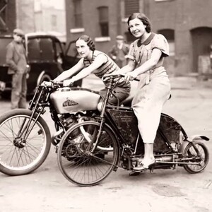 Vintage Girl Bikers Riding Antique 1920s Motorcycle 4x6 5x7 Photo Picture Print 468C - Etsy