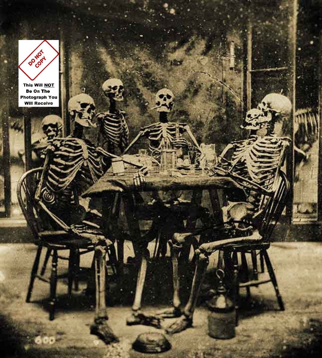 Weird Skeleton Skull Halloween Vintage Photo Goth Wall Art Strange ...