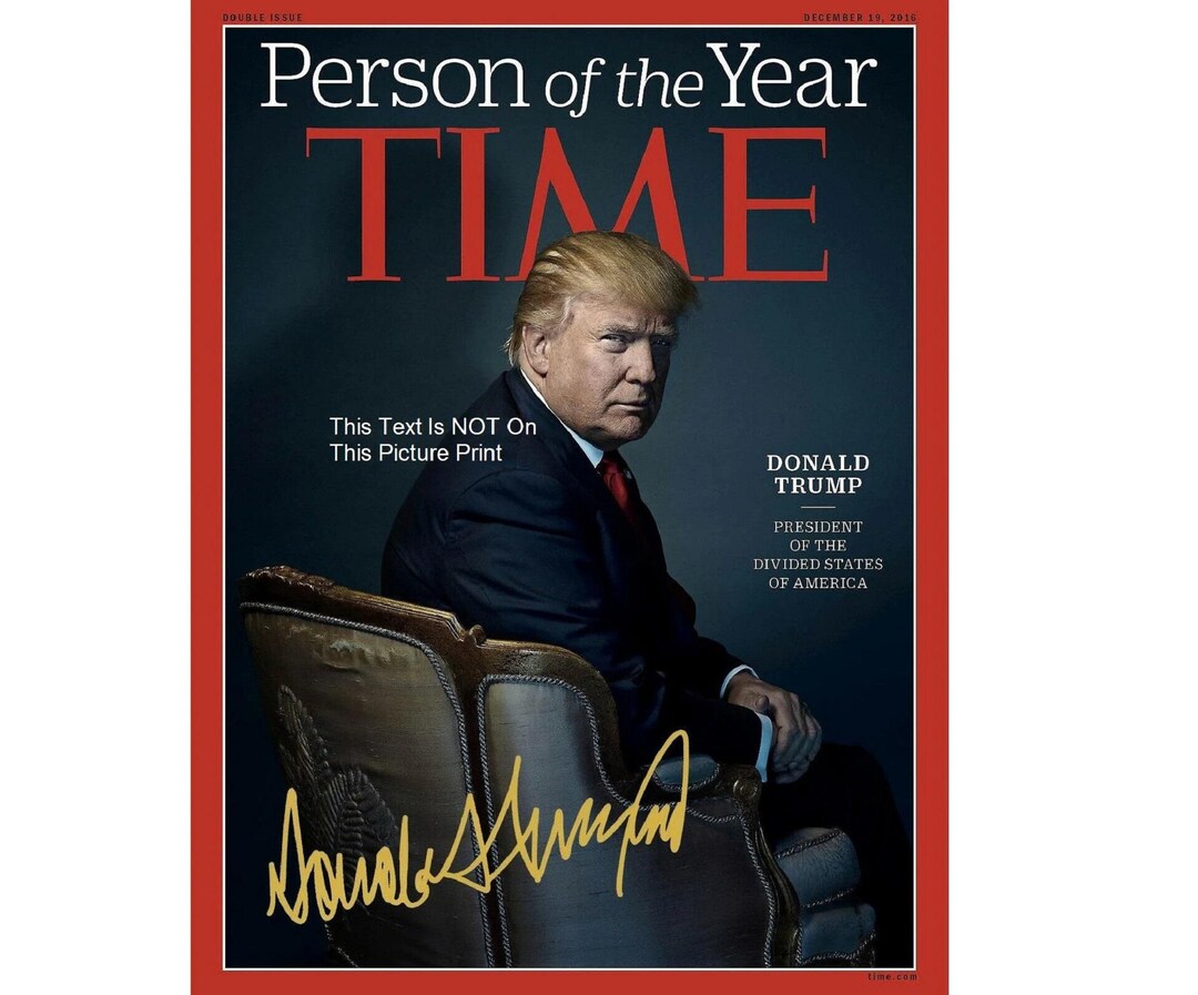 President DONALD TRUMP Autographed Time Magazine Cover 8x10, 8.5X11 ...