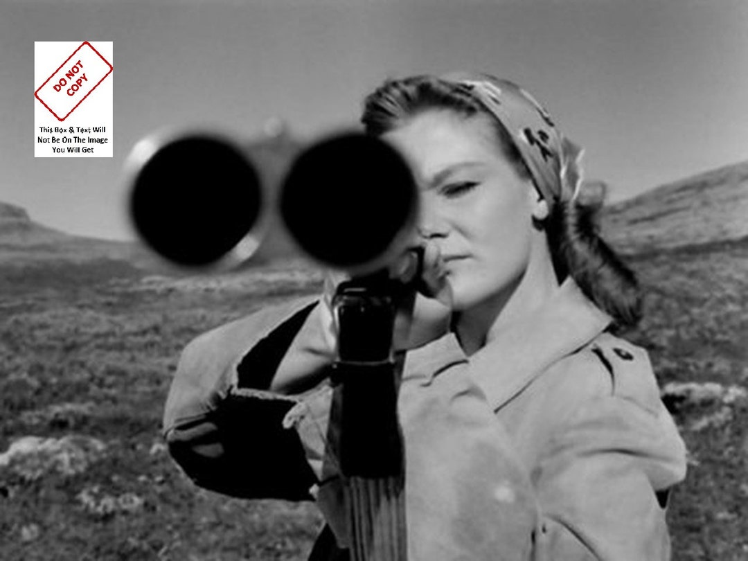 Lady Pointing Gun Shotgun Girl Rifle Woman Weird Vintage Photo Black ...