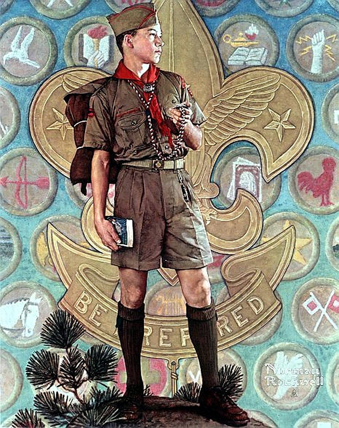 Boy Scout Be Prepared Norman Rockwell 1950s Art Painting | Etsy