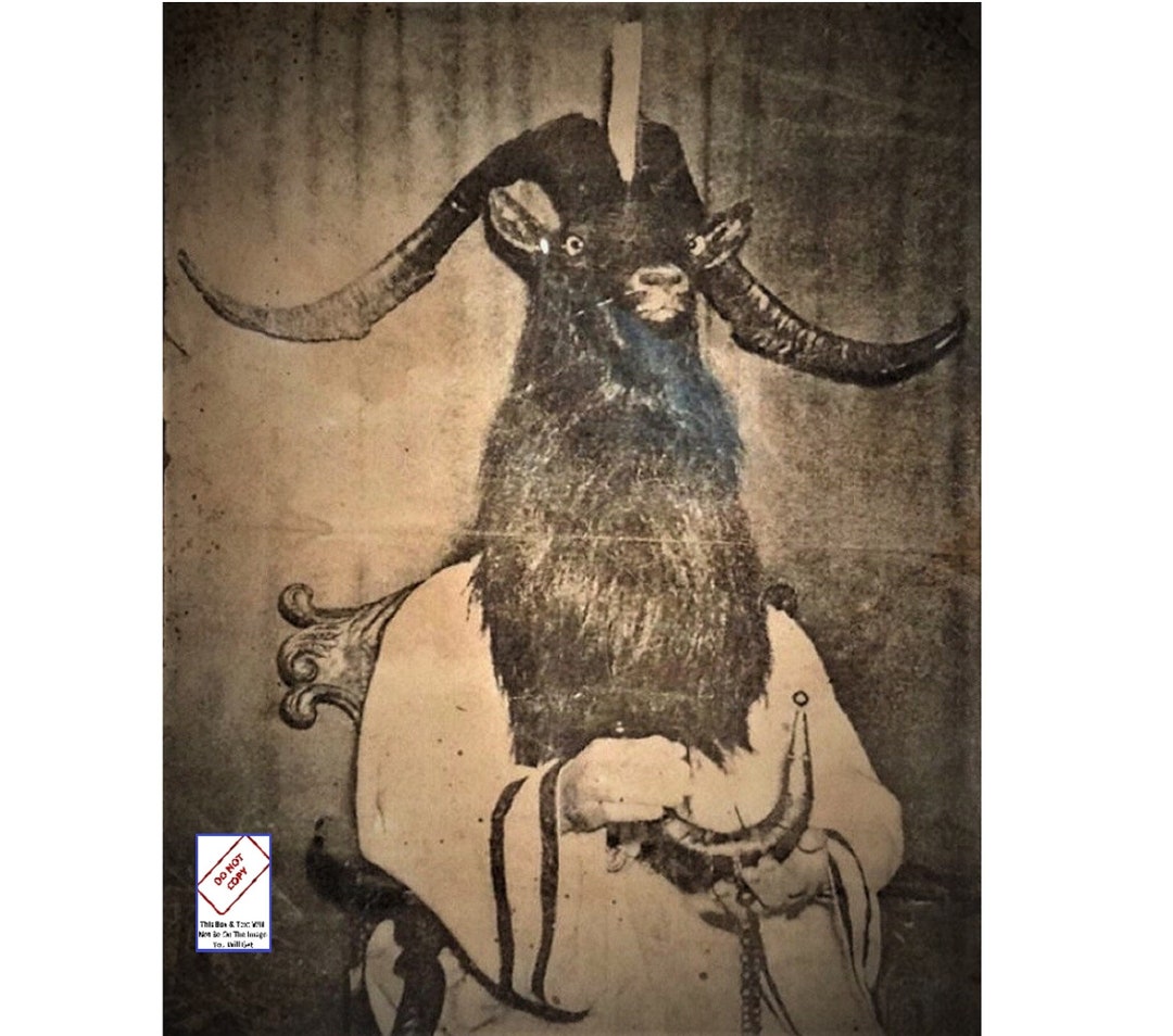 Black Magic Antique Demon Horns Ram Headed Goat Photo Gothic Magick ...