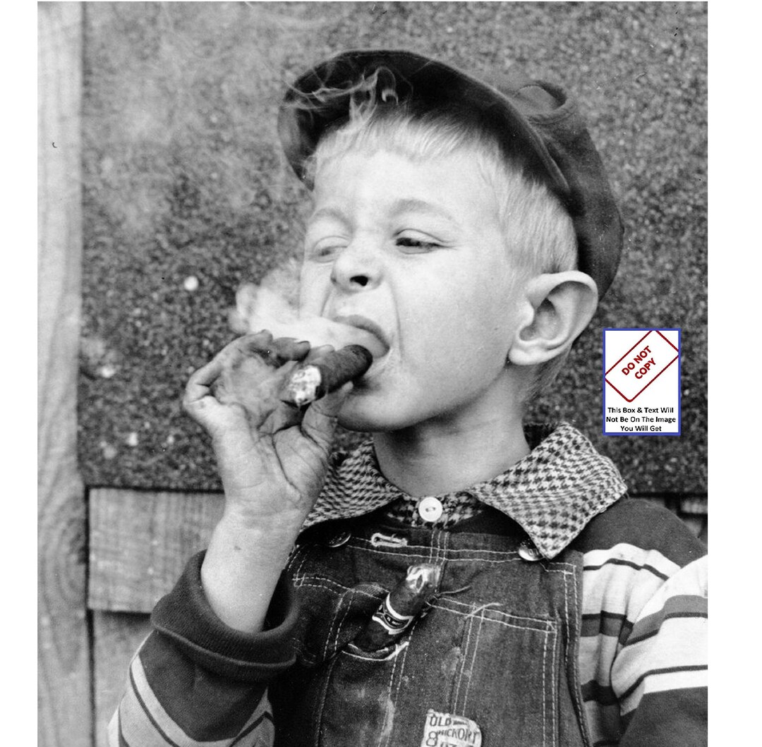 Vintage Freak Child Smoking Cigar Photo Creepy Crazy Cigarette Boy ...